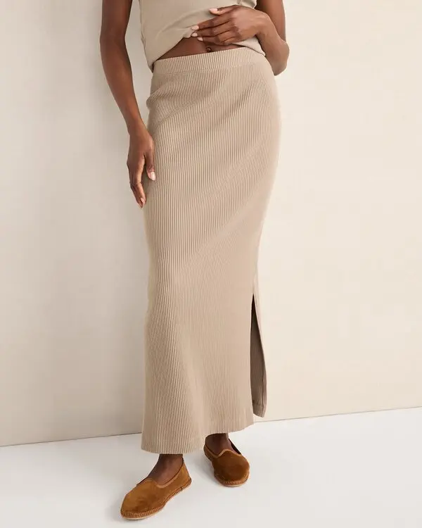 HAVEN WELL WITHIN Ottoman Rib Pencil Maxi Skirt