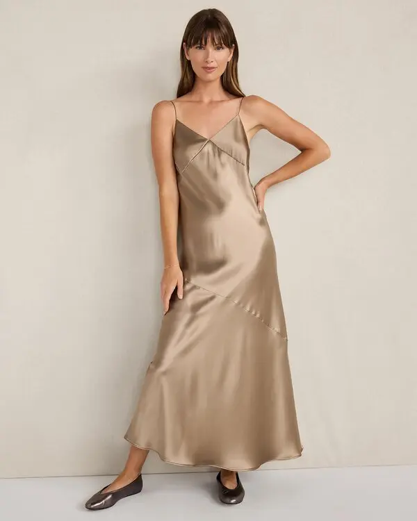 HAVEN WELL WITHIN Luxe Silk Bias-cut Maxi Dress - Nightengale