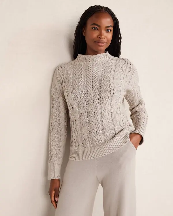 HAVEN WELL WITHIN Organic Cotton Cable Mockneck Sweater