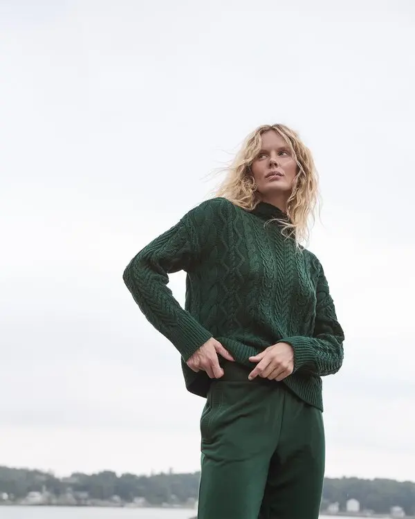 HAVEN WELL WITHIN Organic Cotton Cable Mockneck Sweater