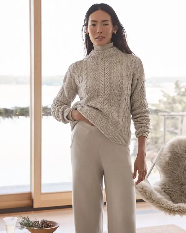 HAVEN WELL WITHIN Organic Cotton Cable Mockneck Sweater