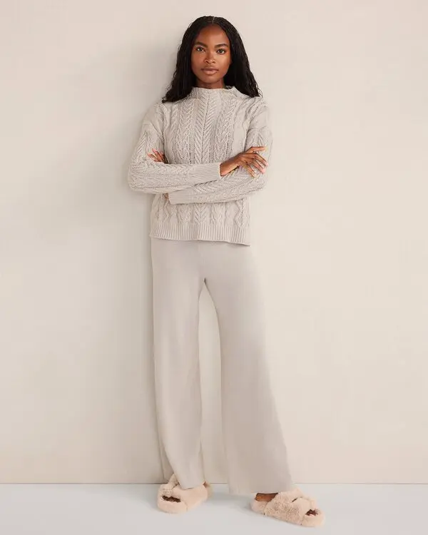 HAVEN WELL WITHIN Organic Cotton Cable Mockneck Sweater