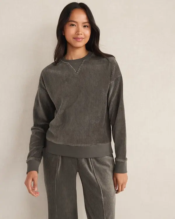 HAVEN WELL WITHIN Corded Velour Crewneck Pullover
