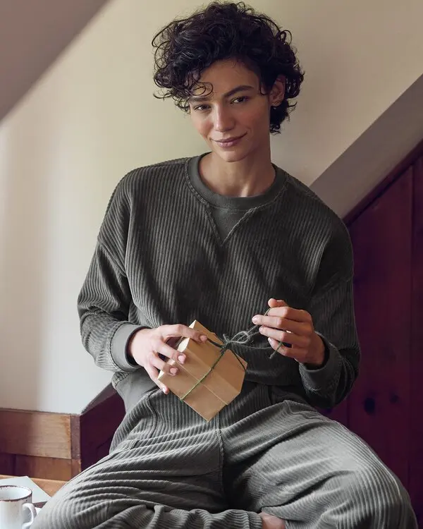 HAVEN WELL WITHIN Corded Velour Crewneck Pullover