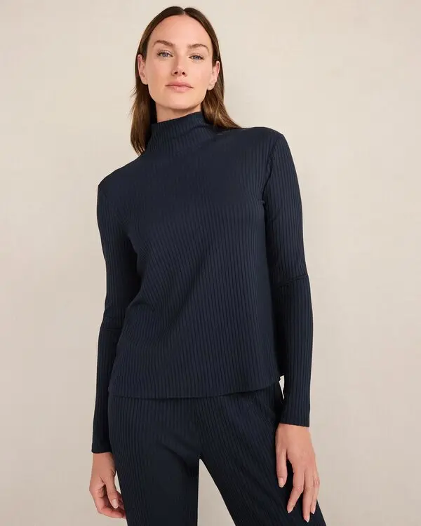HAVEN WELL WITHIN Resti Rib Knit Turtleneck Top - Nightfall