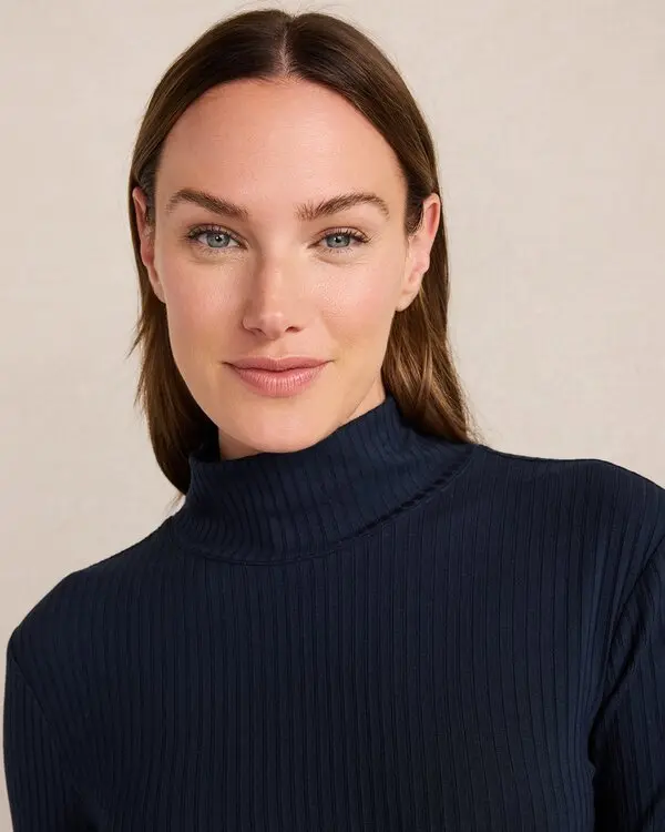 HAVEN WELL WITHIN Resti Rib Knit Turtleneck Top - Nightfall