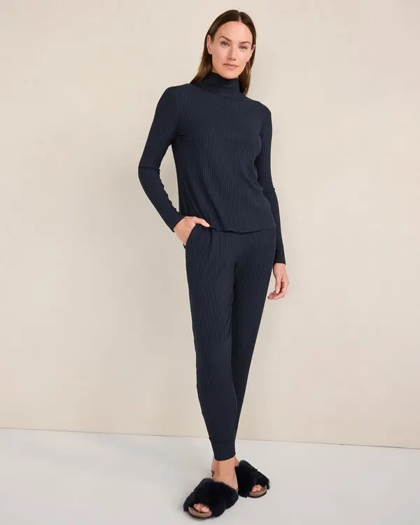 HAVEN WELL WITHIN Resti Rib Knit Turtleneck Top - Nightfall