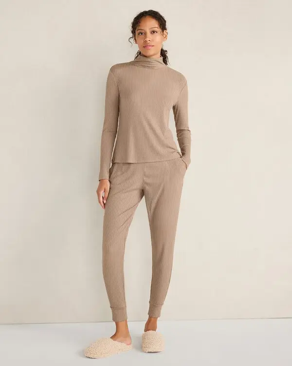 HAVEN WELL WITHIN Resti Rib Knit Turtleneck Top - Nightfall