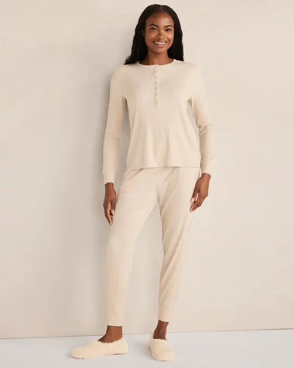 HAVEN WELL WITHIN Resti Drapey Rib Knit Henley - Nightengale