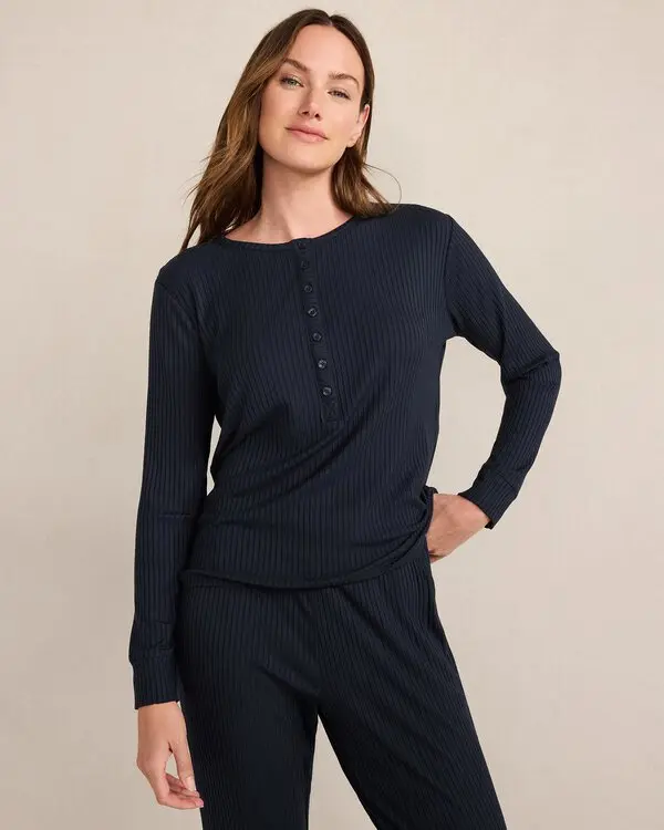 HAVEN WELL WITHIN Rib Knit Henley - Nightfall