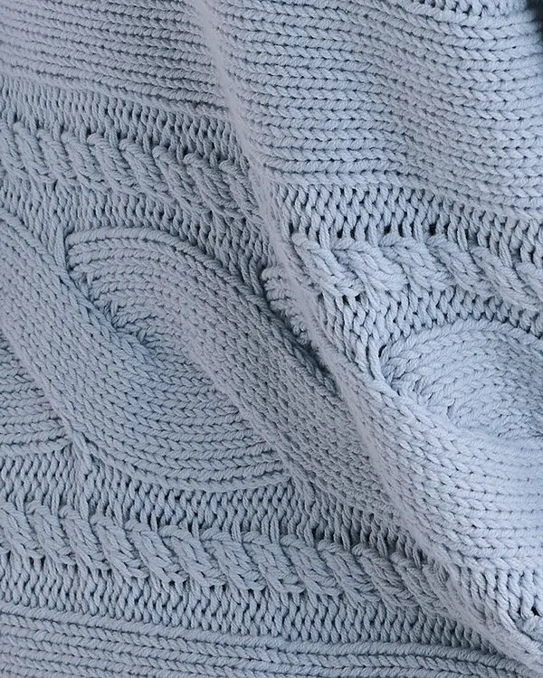 HAVEN WELL WITHIN Cotton Blend Horizontal Cable Knit Sweater - Wave