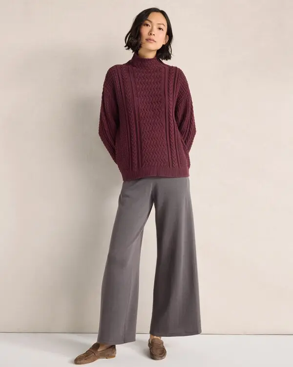 HAVEN WELL WITHIN Organic Cotton Wide Leg Pants - Granite