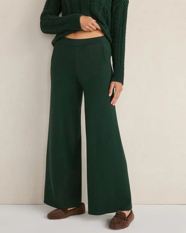 HAVEN WELL WITHIN Organic Cotton Wide Leg Pants - Hunter