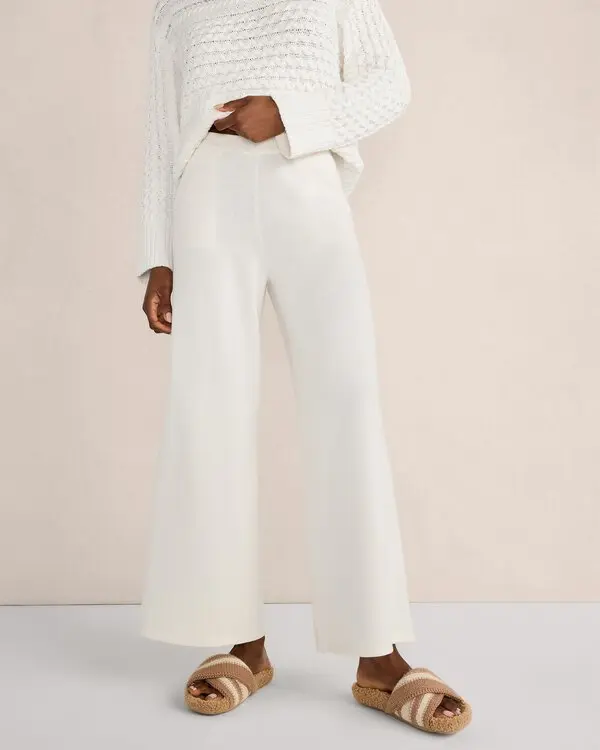 HAVEN WELL WITHIN Organic Cotton Wide Leg Pants - Ivory