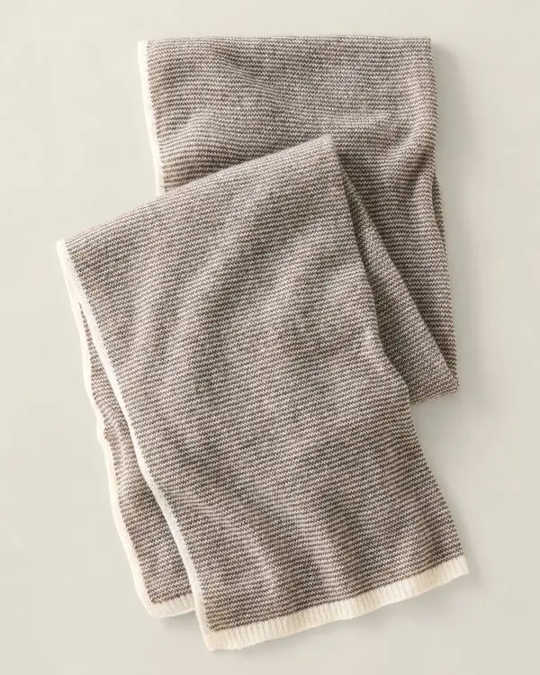 HAVEN WELL WITHIN Featherweight Cashmere Striped Scarf - Burnt Toffee Hthr,cream