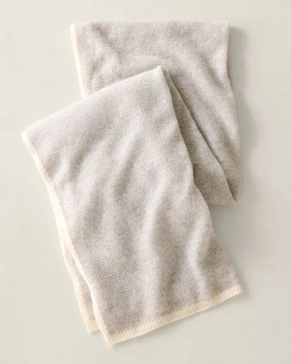 HAVEN WELL WITHIN Featherweight Cashmere Striped Scarf - Lt Slate Hthr,cream