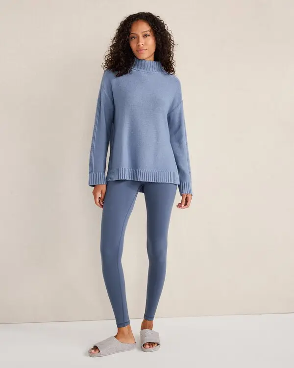 HAVEN WELL WITHIN Cotton Blend Mockneck Sweater - Light Ash