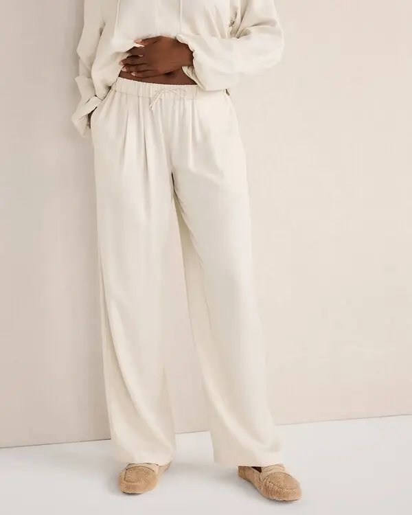 HAVEN WELL WITHIN Washed Pleated Straight Leg Pants - Full Moon