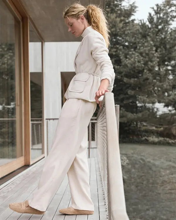 HAVEN WELL WITHIN Washed Pleated Straight Leg Pants - Rainfall