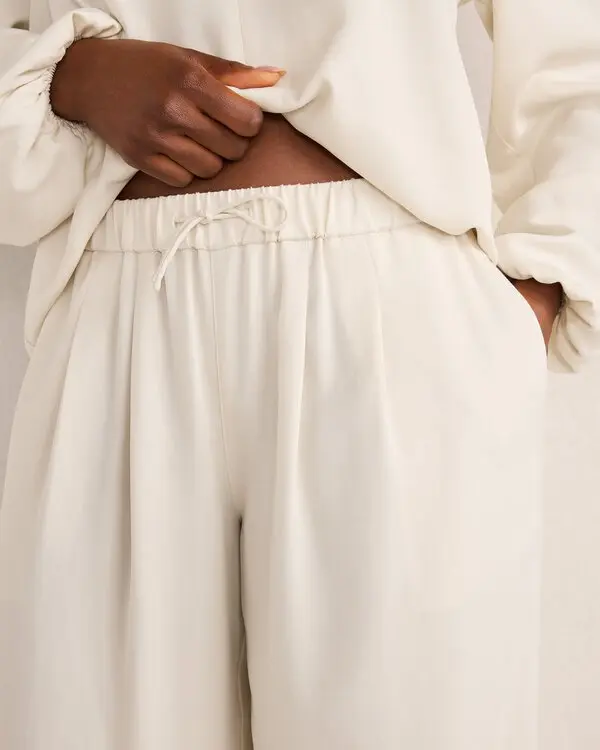 HAVEN WELL WITHIN Washed Pleated Straight Leg Pants - Rainfall