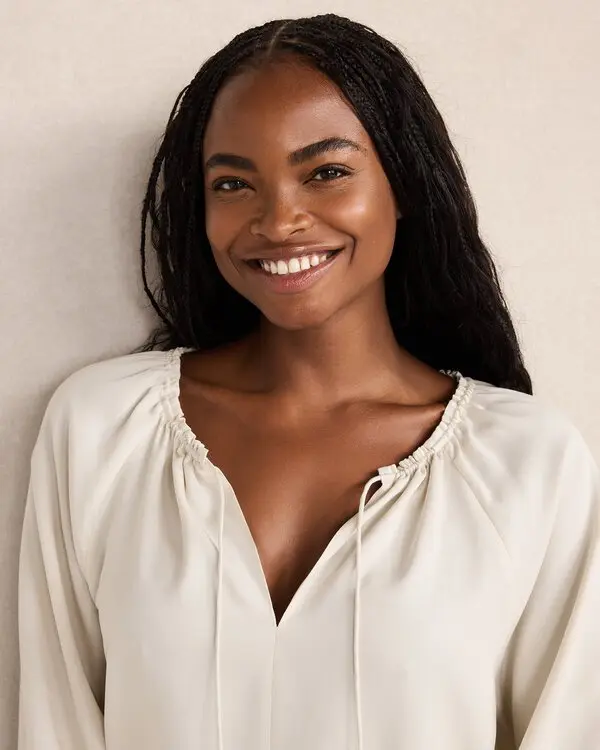 HAVEN WELL WITHIN Washed Split Neck Top - Rainfall