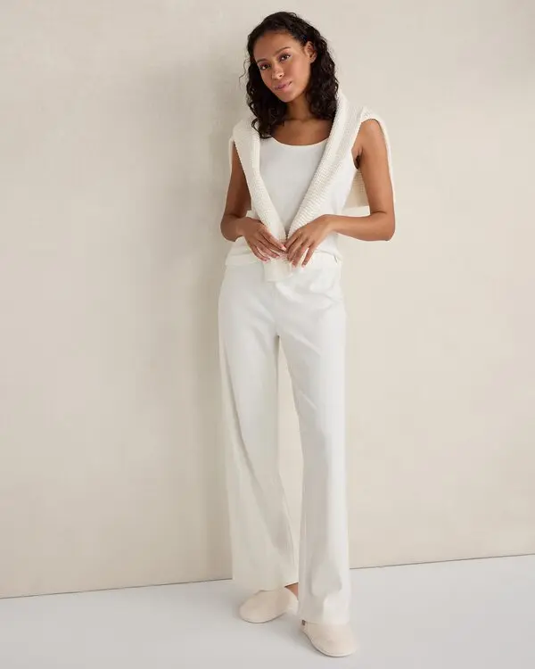 HAVEN WELL WITHIN Organic Cotton Pointelle Relaxed Fit Pants - Ivory