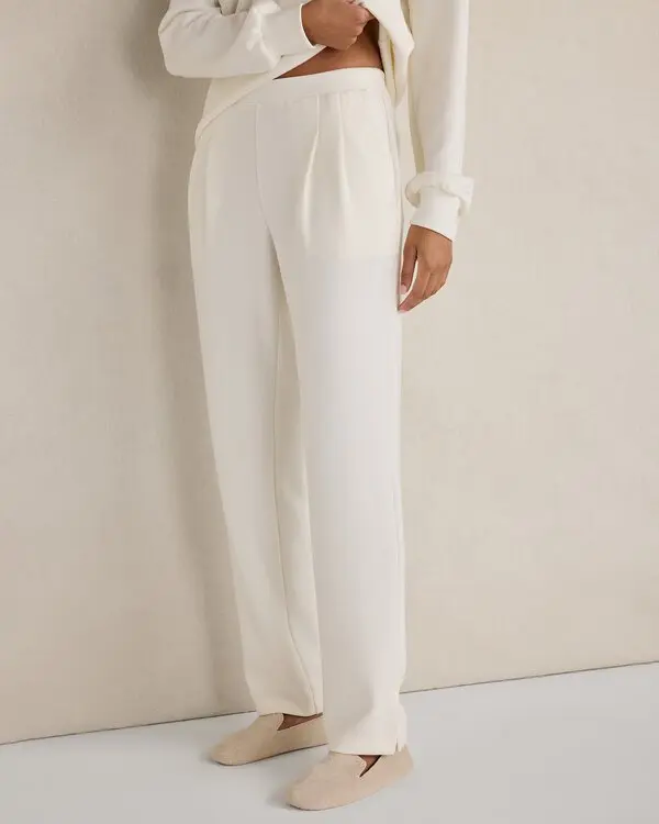 HAVEN WELL WITHIN Double Knit Pleated Pants - Ivory