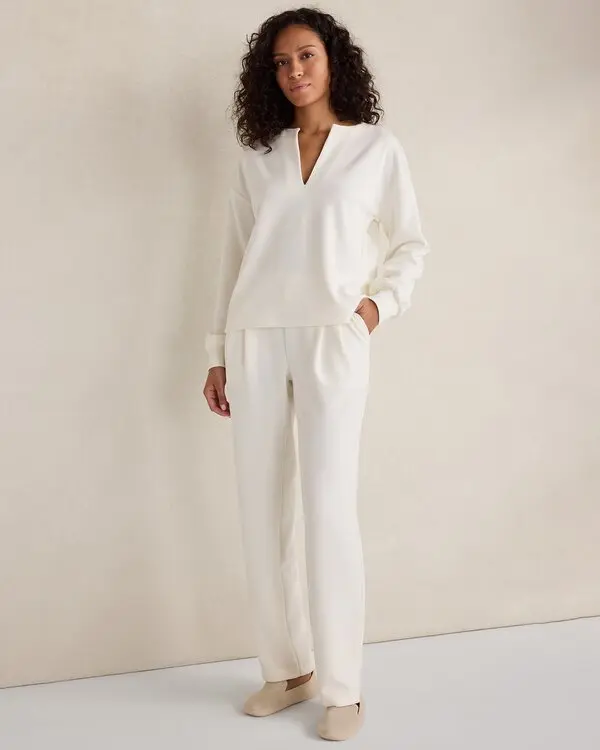 HAVEN WELL WITHIN Double Knit Pleated Pants - Ivory