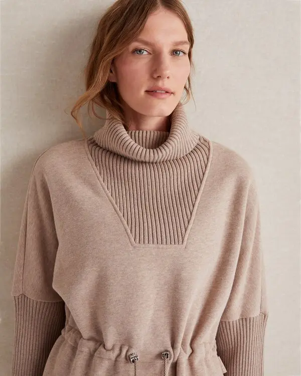 Varley Longline Ribbed Cowlneck Sweatshirt - Black