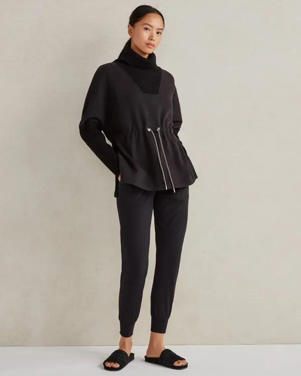 Varley Longline Ribbed Cowlneck Sweatshirt - Black