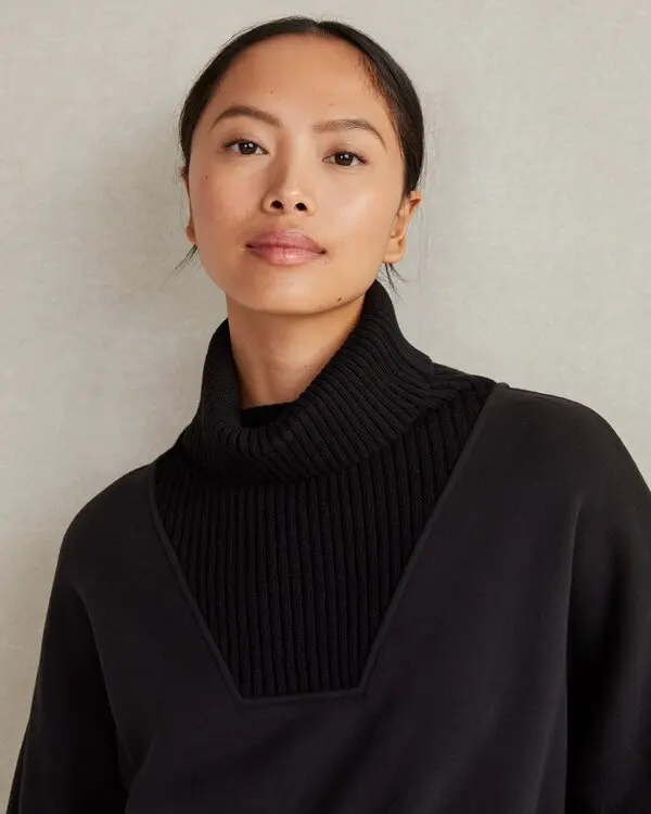 Varley Longline Ribbed Cowlneck Sweatshirt - Black