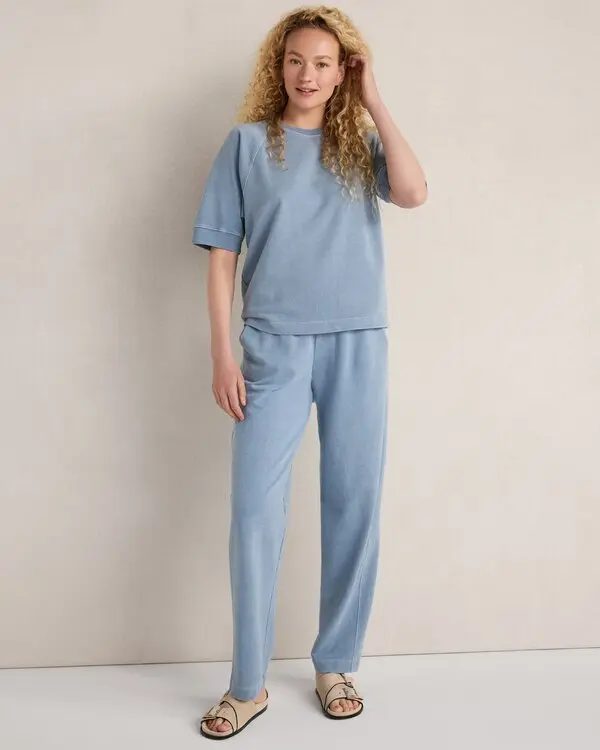 HAVEN WELL WITHIN Organic Cotton Terry Barrel Leg Pants - River Hthr
