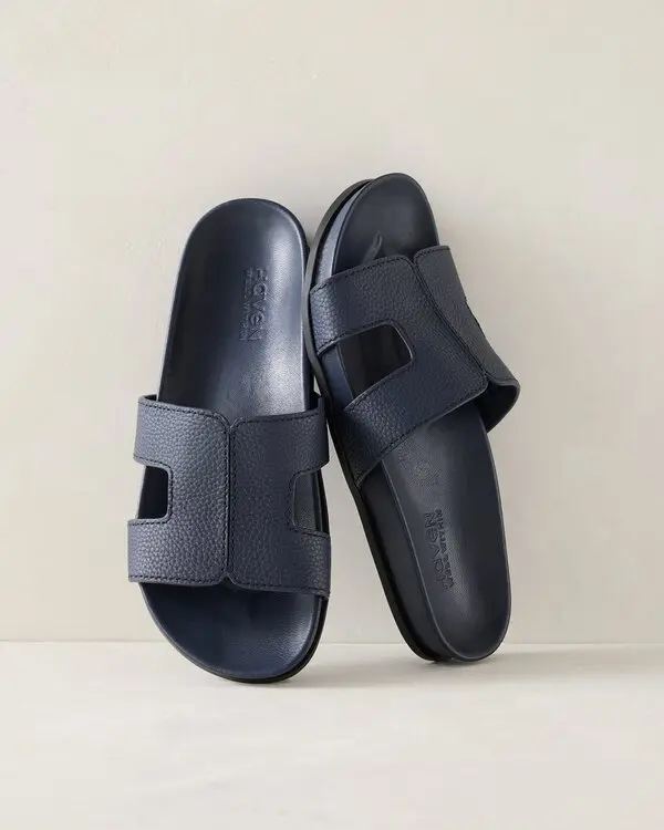 HAVEN WELL WITHIN Leather Cutout Slides - Nightfall