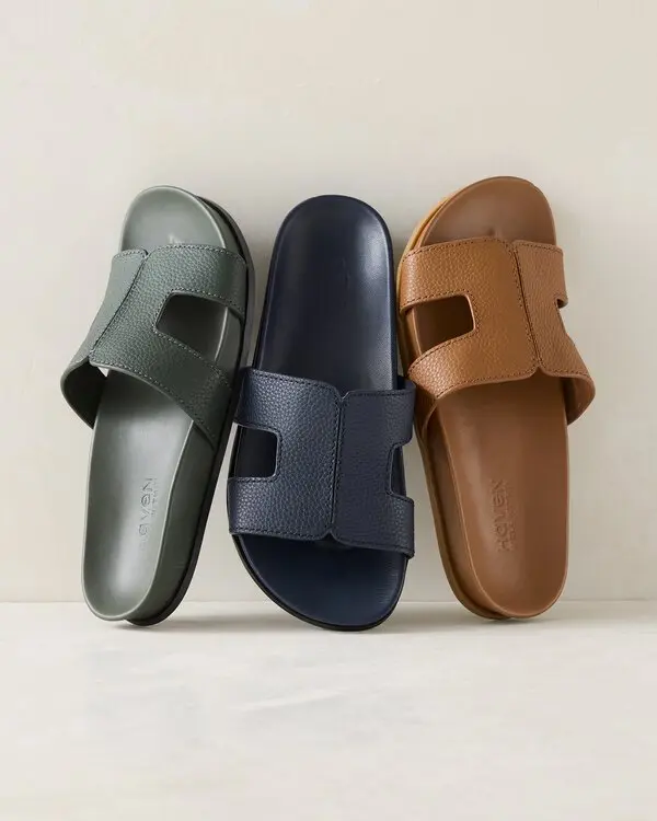 HAVEN WELL WITHIN Leather Cutout Slides - Nightfall