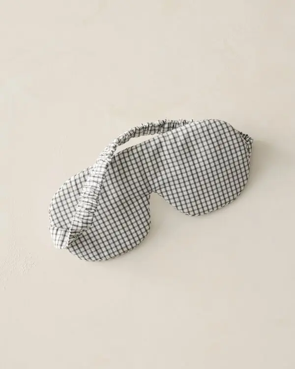 HAVEN WELL WITHIN Organic Cotton Eye Mask - Ivory,cypress Gingham