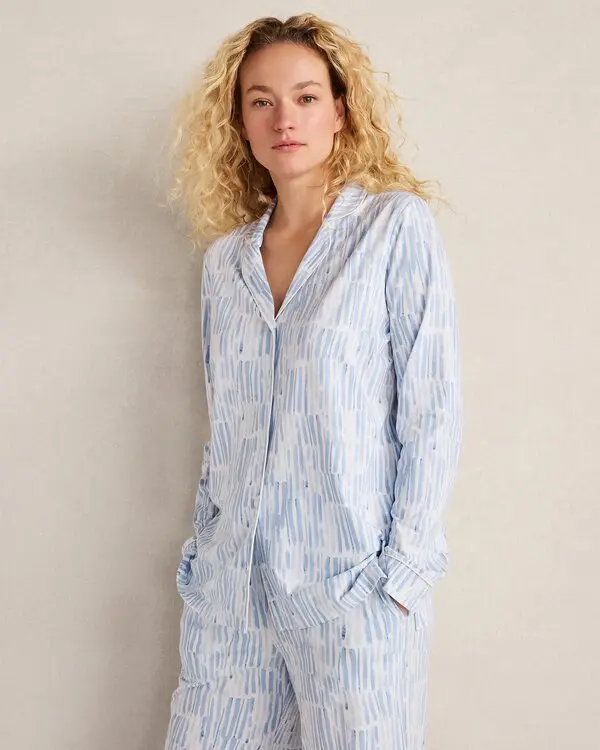 HAVEN WELL WITHIN Organic Cotton Jersey Watercolor Pajama Top - Watercolor Wave Multicolor
