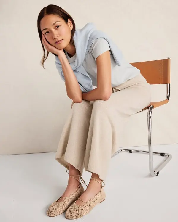HAVEN WELL WITHIN Crochet Ballet Flats With Removable Ankle Strap