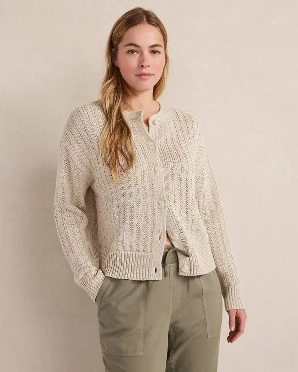 HAVEN WELL WITHIN Textured Linen Tape Yarn Cardigan