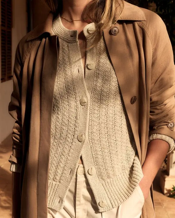 HAVEN WELL WITHIN Textured Linen Tape Yarn Cardigan