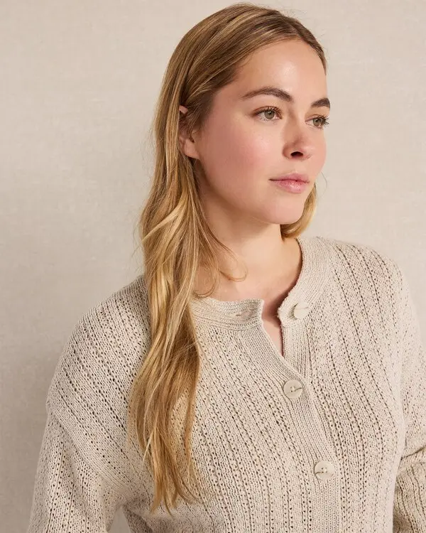 HAVEN WELL WITHIN Textured Linen Tape Yarn Cardigan