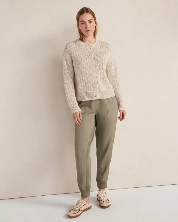 HAVEN WELL WITHIN Textured Linen Tape Yarn Cardigan