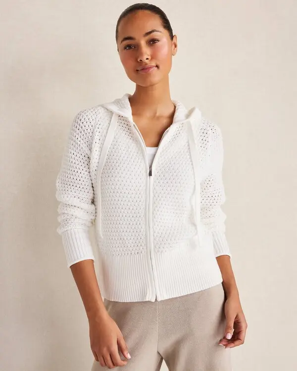 HAVEN WELL WITHIN Cotton Wave Stitch Zip-up Hoodie