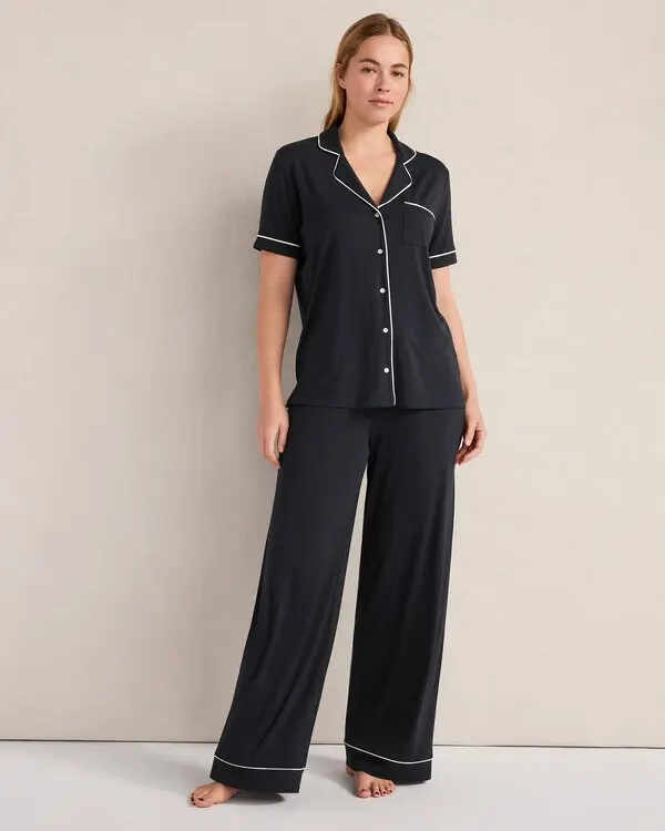 HAVEN WELL WITHIN Calm & Cool Notch Collar Pajama Top - Nightfall