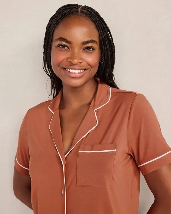HAVEN WELL WITHIN Calm & Cool Notch Collar Pajama Top - Nightfall