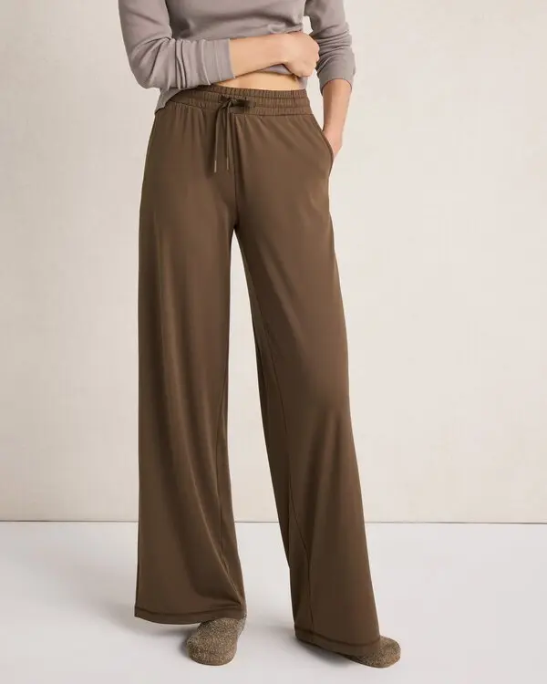 HAVEN WELL WITHIN Drawstring Wide Leg Pants - Deep Mocha