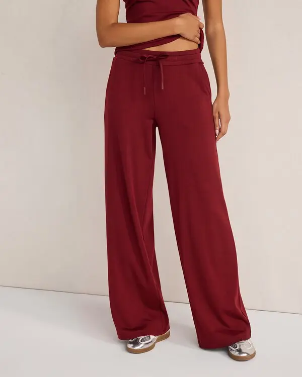 HAVEN WELL WITHIN Drawstring Wide Leg Pants - Syrah
