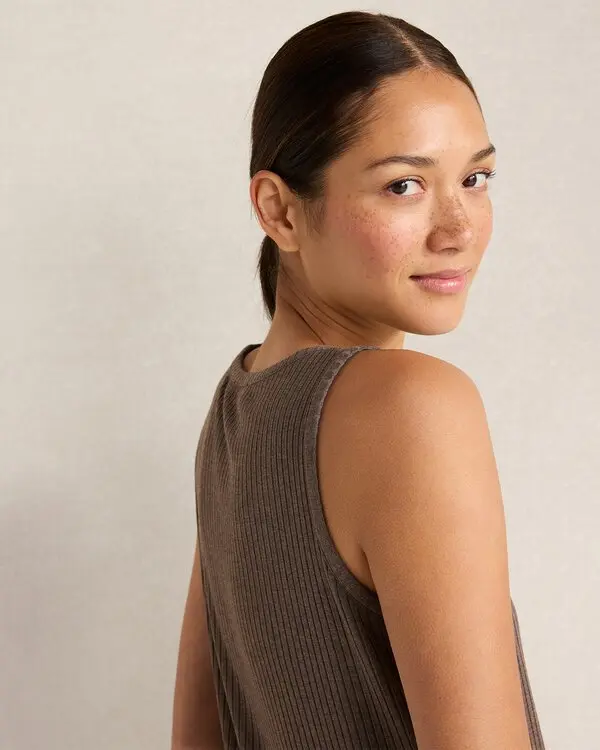 HAVEN WELL WITHIN Ribbed Modal Scoop Neck Tank Top - Fawn Heather