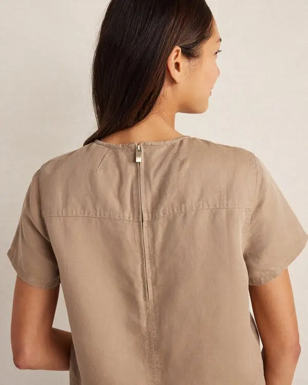 HAVEN WELL WITHIN Linen Blend Dobby Short Sleeve Top - Nightfall