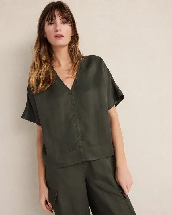 HAVEN WELL WITHIN Viscose Linen V-neck Top