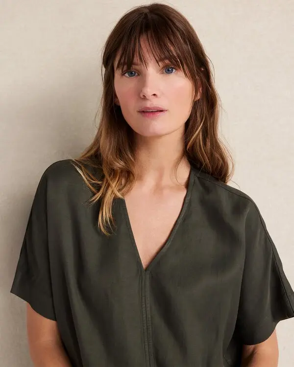 HAVEN WELL WITHIN Viscose Linen V-neck Top